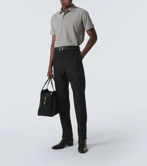 Saint Laurent Cassandre Cotton-blend Pique T-shirt - Grey