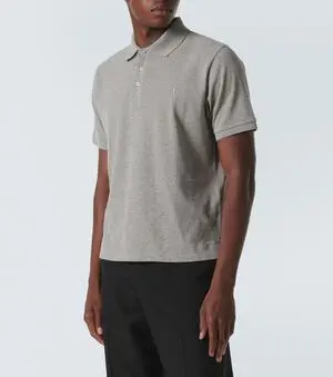 Saint Laurent Cassandre Cotton-blend Pique T-shirt - Grey