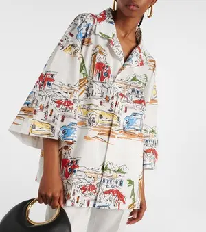 Jacquemus Casaco Printed Cotton Bowling Shirt - White