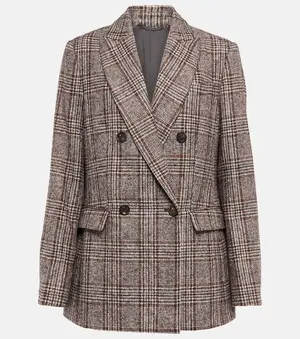 Brunello Cucinelli Double-breasted Wool-blend Blazer