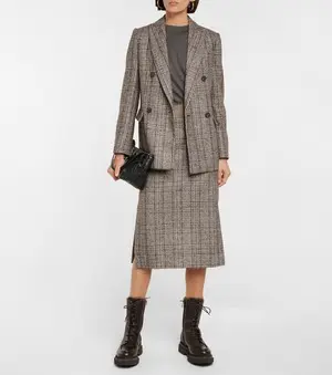 Brunello Cucinelli Double-breasted Wool-blend Blazer
