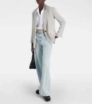 Brunello Cucinelli Oversized V-neck Linen-blend Blazer