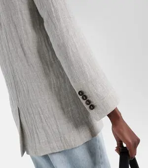 Brunello Cucinelli Oversized V-neck Linen-blend Blazer