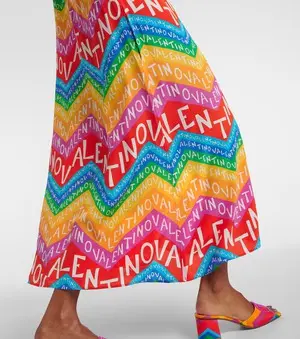 Valentino Garavani Logo One-shoulder Silk Midi Dress
