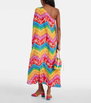 Valentino Garavani Logo One-shoulder Silk Midi Dress