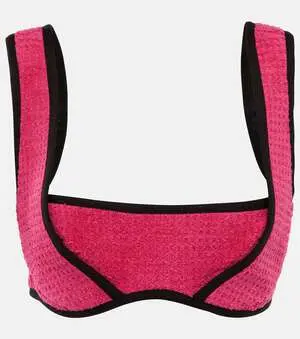MARINE SERRE Jacquard Cotton Bra Top - Pink