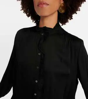 Velvet By Graham & Spencer Ruffled Satin Blouse