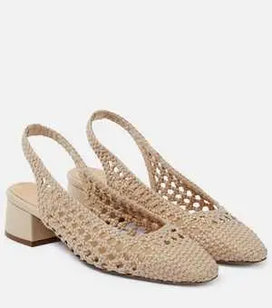 SOULIERS MARTINEZ Nova Tarragona Leather Slingback Pumps - Beige