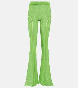 ROBERTA EINER Disco High-rise Flared Cotton Pants - Green