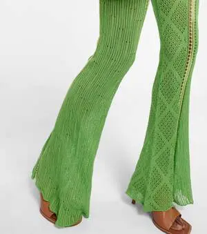 ROBERTA EINER Disco High-rise Flared Cotton Pants - Green