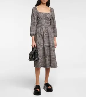 Proenza Schouler White Label Checked Cotton Poplin Midi Dress