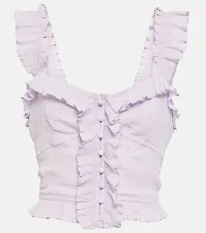 Isabel Marant Gimsy Ruffle-trimmed Crop Top - Purple