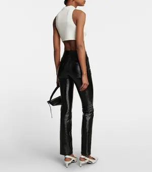 COURREGES Ribbed-knit Cropped Top With Suspenders - White