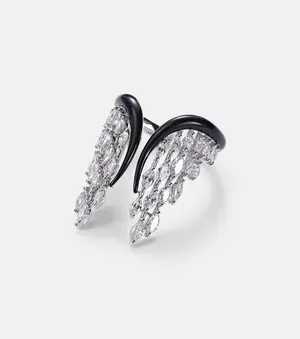 KAMYEN Angel Wings 18kt White Gold Ring With Diamonds - Silver