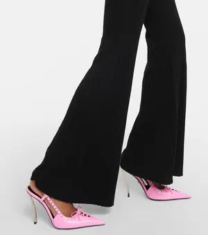 Versace Laced Leather Slingback Pumps