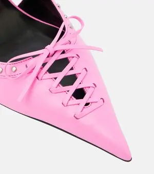 Versace Laced Leather Slingback Pumps
