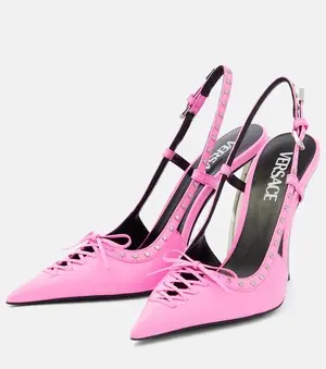 Versace Laced Leather Slingback Pumps