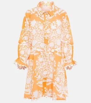 JULIET DUNN Floral Embroidered Mini Dress - Orange