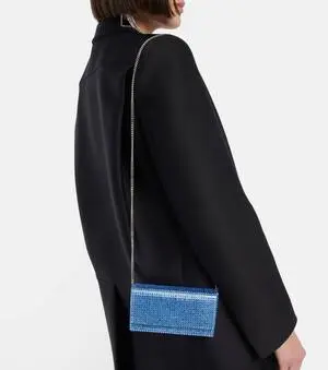 Amina Muaddi Superamini Embellished Clutch - Blue