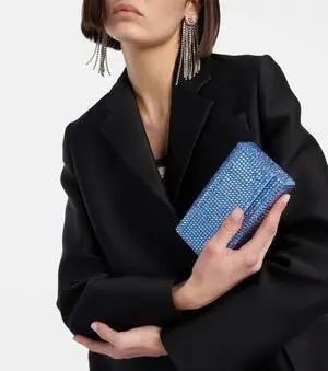 Amina Muaddi Superamini Embellished Clutch - Blue