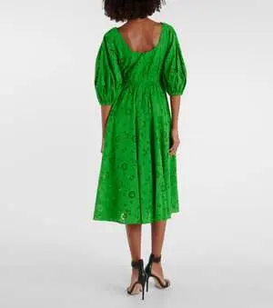 Carolina Herrera Openwork Embroidered Cotton Midi Dress