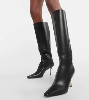JIMMY CHOO Agathe 85 Leather Knee-high Boots