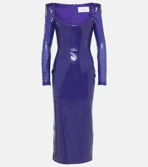 Alex Perry Sequined Midi Dress - Blue