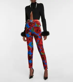 Magda Butrym Floral Velvet Leggings - Multicoloured