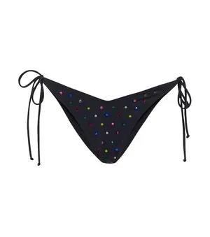 REINA OLGA Susan Embellished Bikini Bottom - Black
