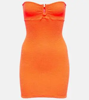 REINA OLGA La Sciura Textured Bandeau Minidress - Orange