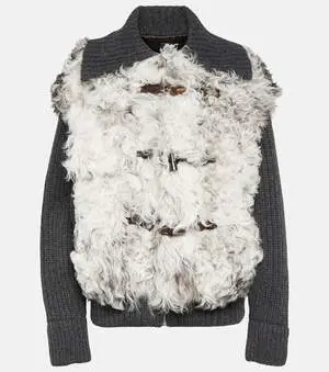 Alanui The Big Chill Shearling And Wool Jacket - Grey