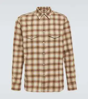 TOM FORD Checked Cotton Blend Oxford Shirt