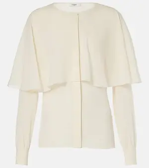 Chloé Caped Silk Chiffon Blouse - White