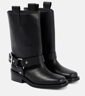 GANNI Faux Leather Biker Boots