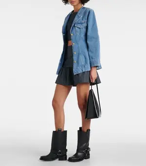 GANNI Faux Leather Biker Boots
