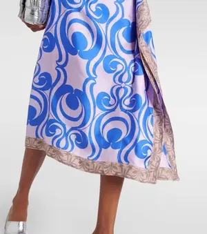 Dries Van Noten Printed Silk Twill Wrap Skirt