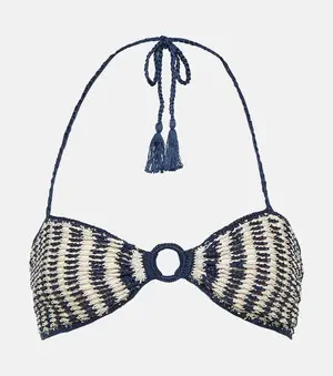 Anna Kosturova Crochet Bandeau Bikini Top - Blue