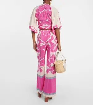 ADRIANA DEGREAS Printed Silk Puff-sleeve Blouse - Multicoloured
