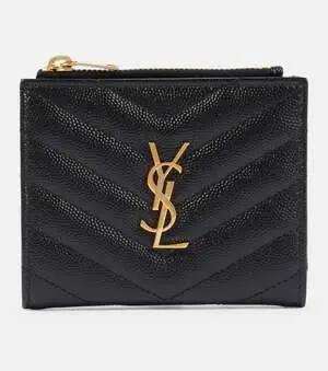 Saint Laurent Monogram Zipped Leather Wallet - Black