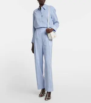 Vince Striped High-rise Wide-leg Pants
