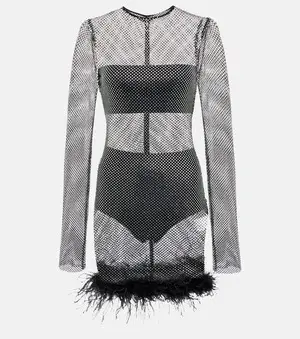 Giuseppe Di Morabito Feather-trimmed Embellished Minidress