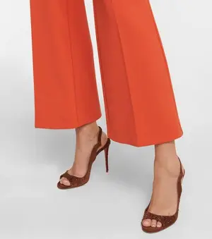 CHRISTIAN LOUBOUTIN Suede Embellished Slingback Sandals - Brown