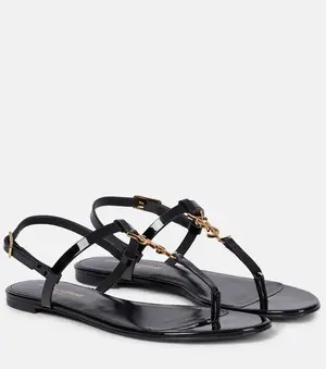 Saint Laurent Cassandra Patent Leather Thong Sandals