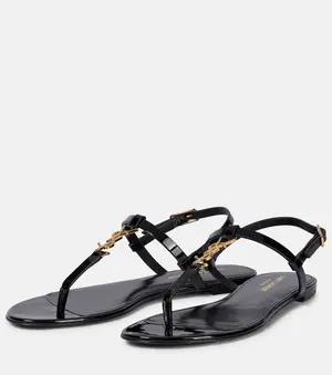 Saint Laurent Cassandra Patent Leather Thong Sandals