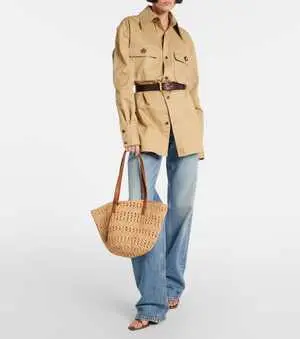 Saint Laurent Panier Small Raffia Basket Bag