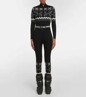 Perfect Moment Nordic Intarsia Wool Half-zip Sweater - Black