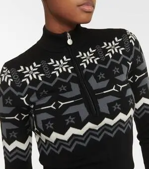 Perfect Moment Nordic Intarsia Wool Half-zip Sweater - Black