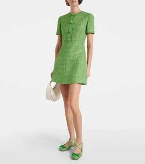 Valentino Garavani Rockstud Tweed Ballerina Flats - Green