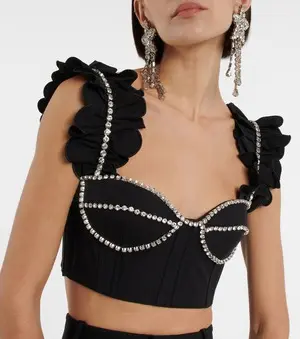 AREA Embellished Bustier Top