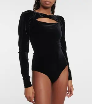 GANNI Cutout Velvet Jersey Bodysuit